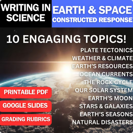 Earth & Space Science Writing Prompts & Constructed Response Assignmen ...