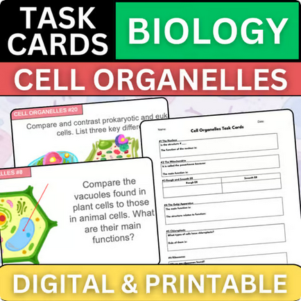 Biology Task Cards - Cell Organelles & Structures - Printable & Digita ...